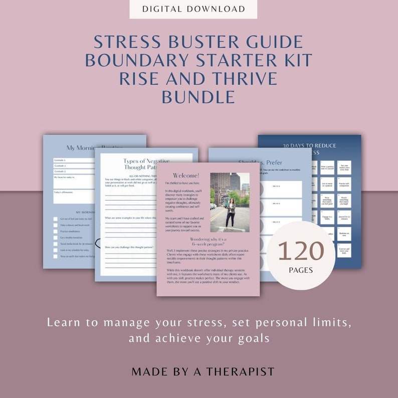 Stress Busting Guide Boundaries Workbook Rise Thrive Bundle Master ...