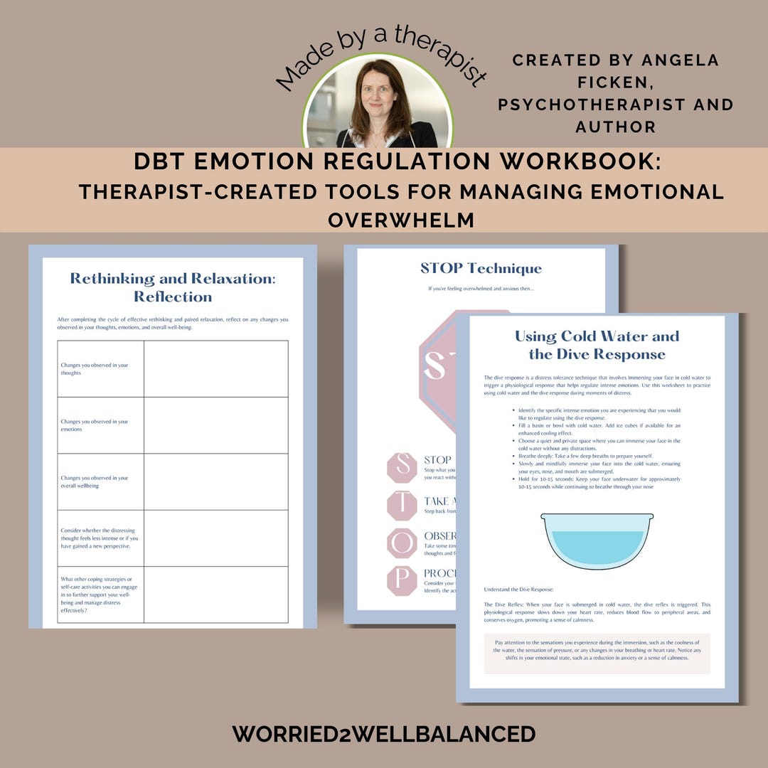 DBT Emotion Regulation Distress Tolerance Workbook for Adults Anxiety ...