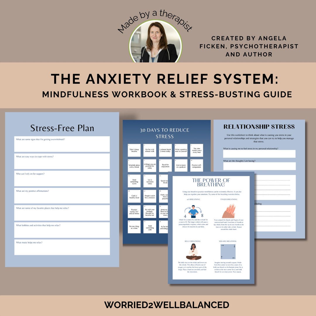 Stress Relief Mindfulness Workbook Printables Anxiety Coping Skills ...
