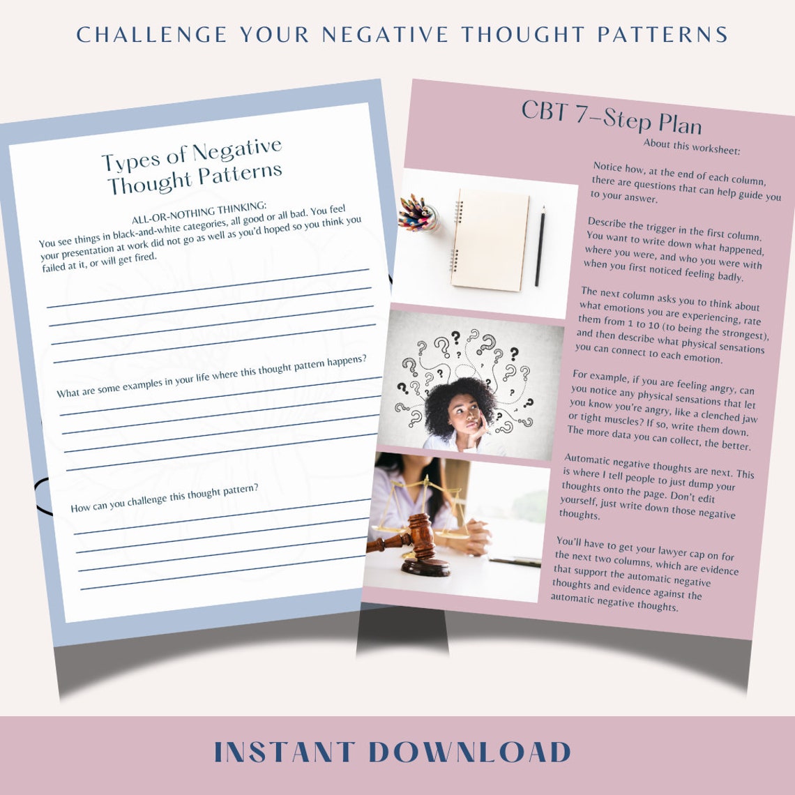 Positive Affirmations Kit CBT Negative Thoughts and Self Doubt ...