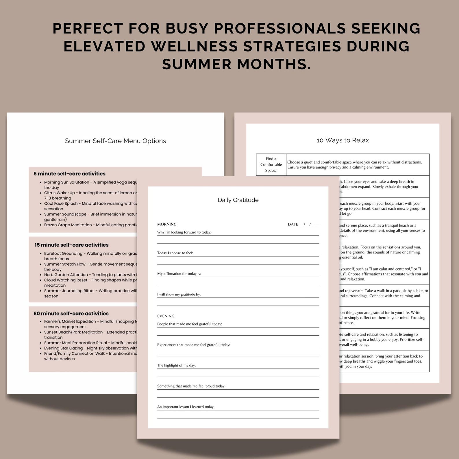 Printable Summer Self Care Guide for Women Therapy Tools Mental Health ...