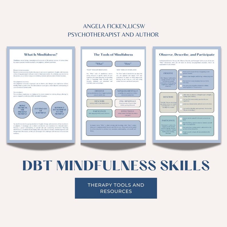 DBT Mindfulness Tips Coping Skills Emotion Regulation Exercises Therapy ...