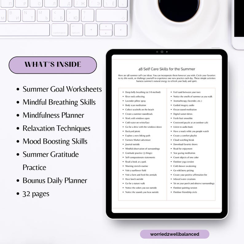 Printable Summer Self Care Guide for Women Therapy Tools Mental Health ...