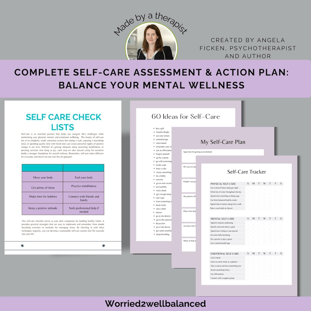 Printable Self Care Worksheets for Daily Wellness Checklist Mental ...
