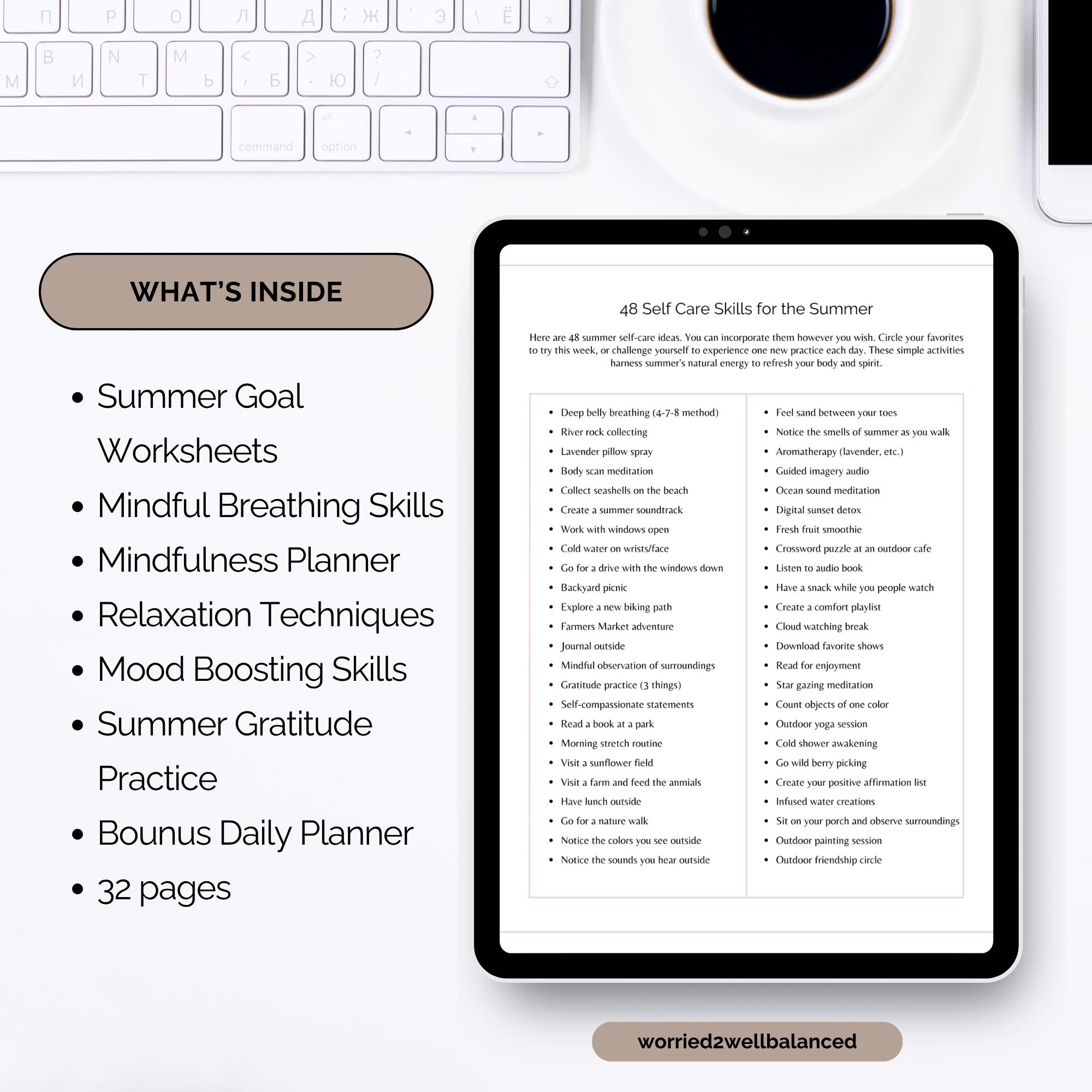 Printable Summer Self Care Guide for Women Therapy Tools Mental Health ...