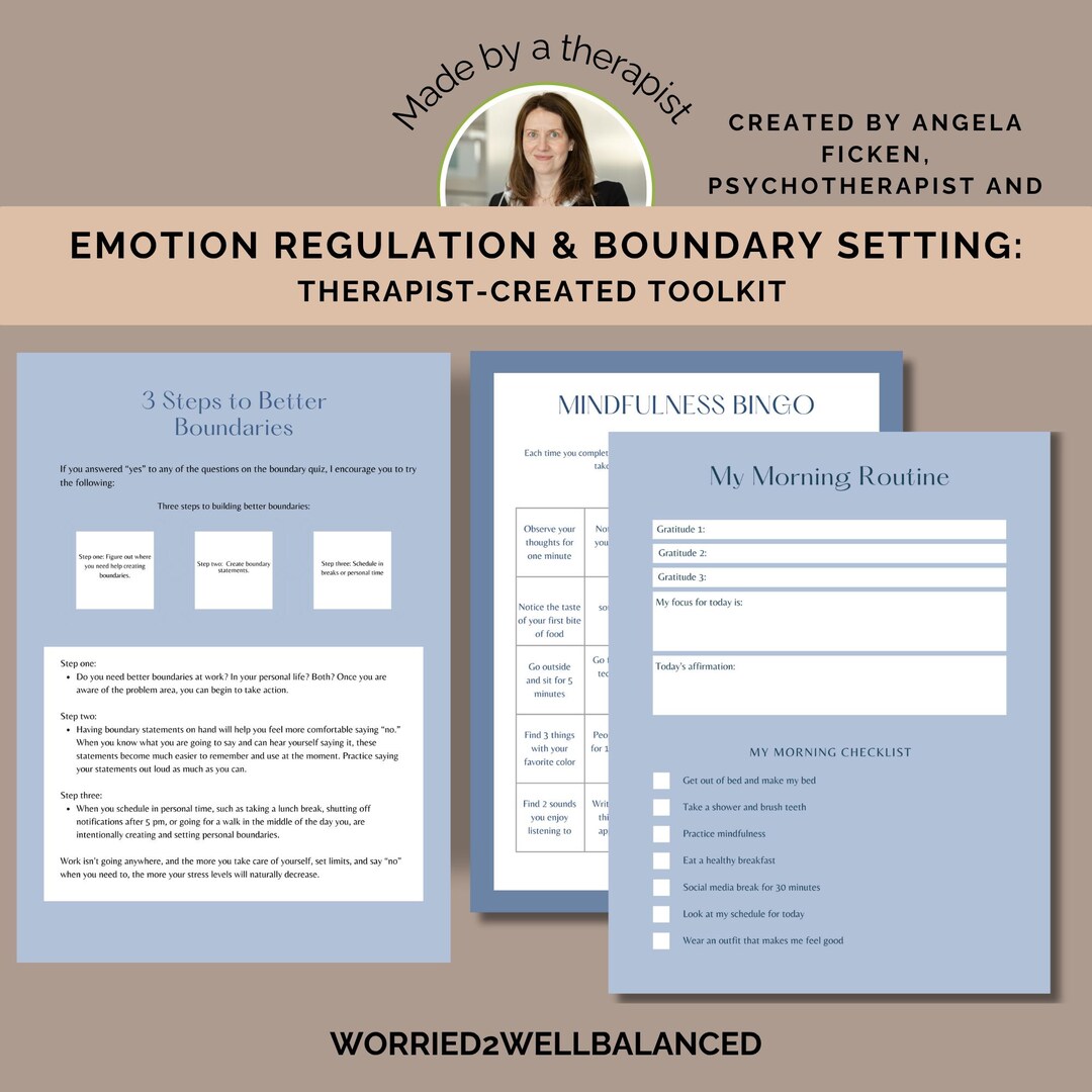 Emotion Regulation Boundary Setting Bundle Mindfulness Workbook ...