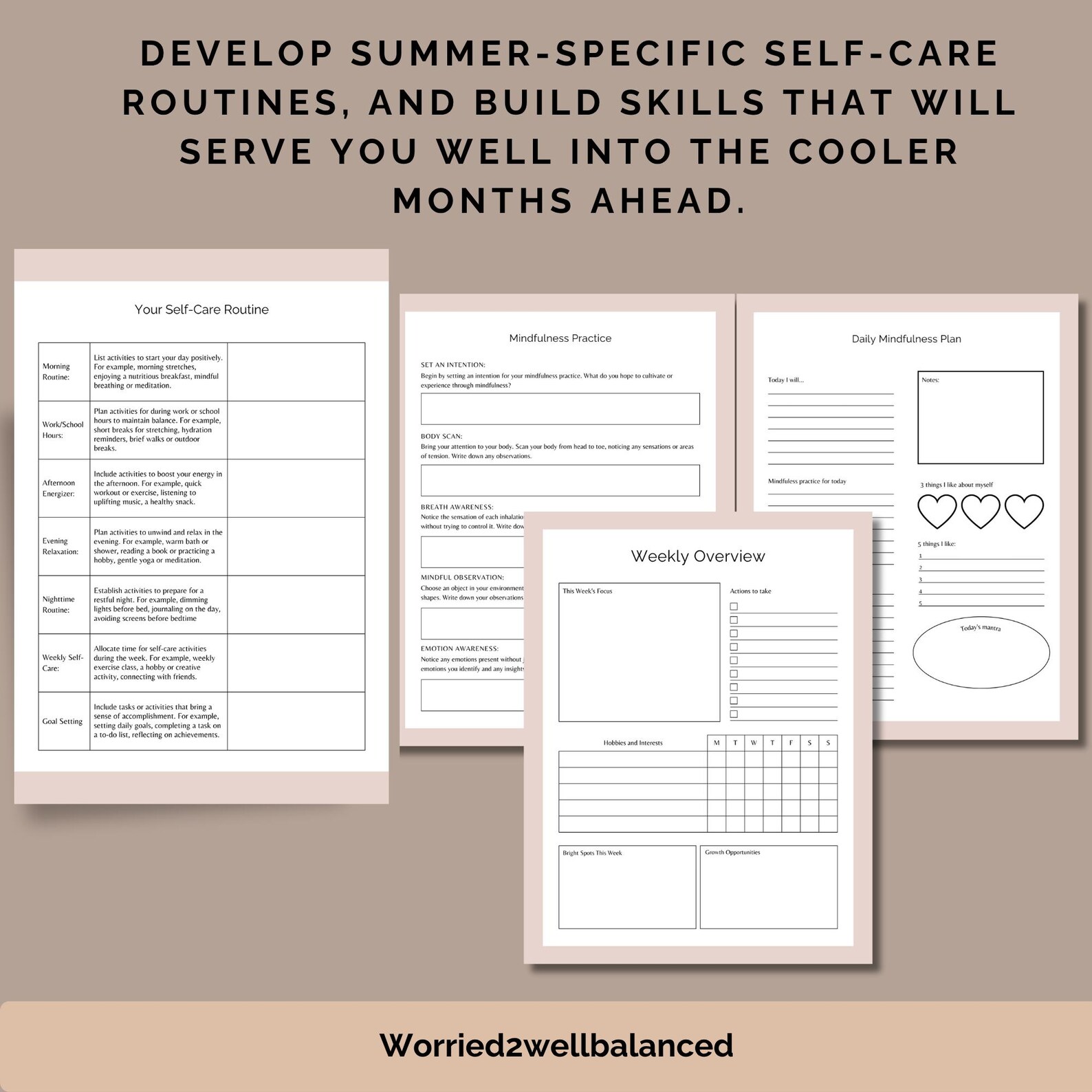 Printable Summer Self Care Guide for Women Therapy Tools Mental Health ...