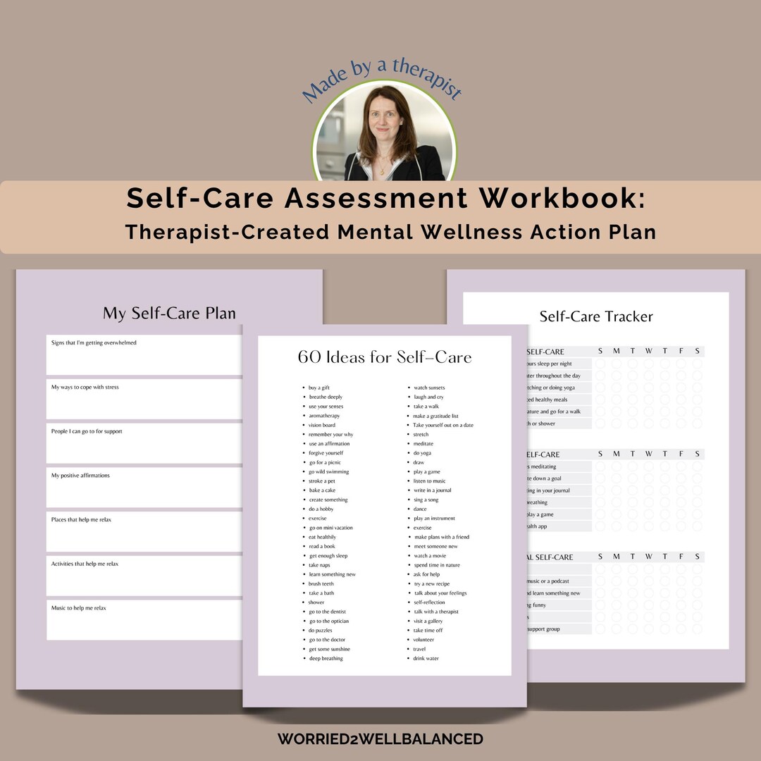 Self Care Assessment Therapist Created Mental Wellness Action Plan ...
