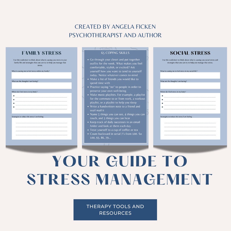 Stress Relief Guide Coping Skills for Anxiety Mindfulness Worksheets ...