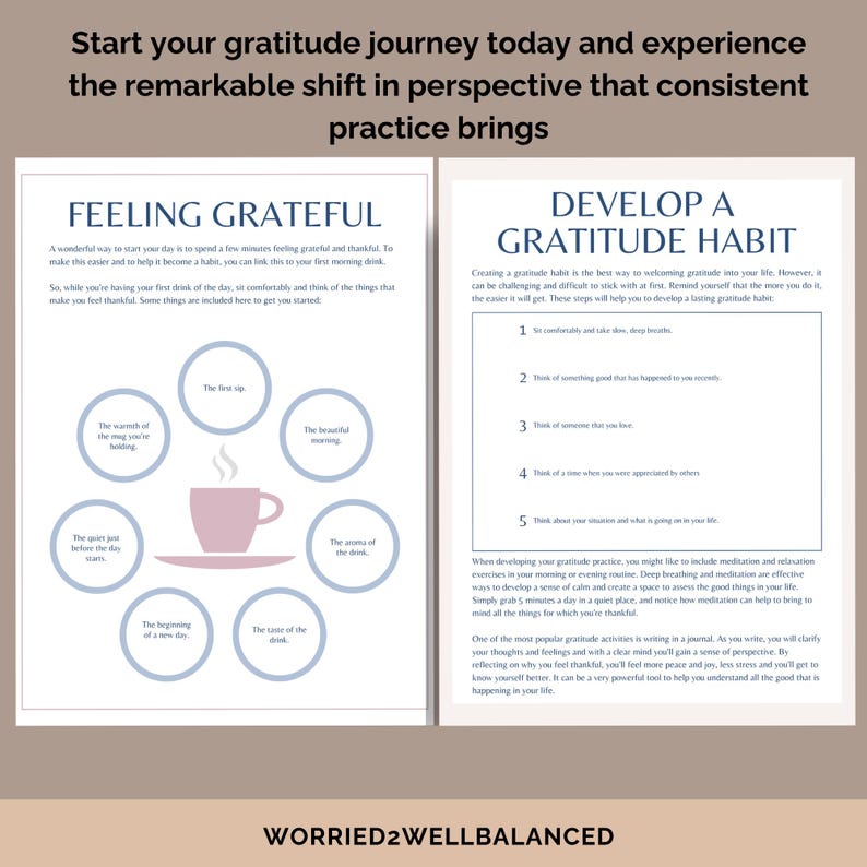 Printable Gratitude Exercises Daily Journal Practice Mental Wellness ...