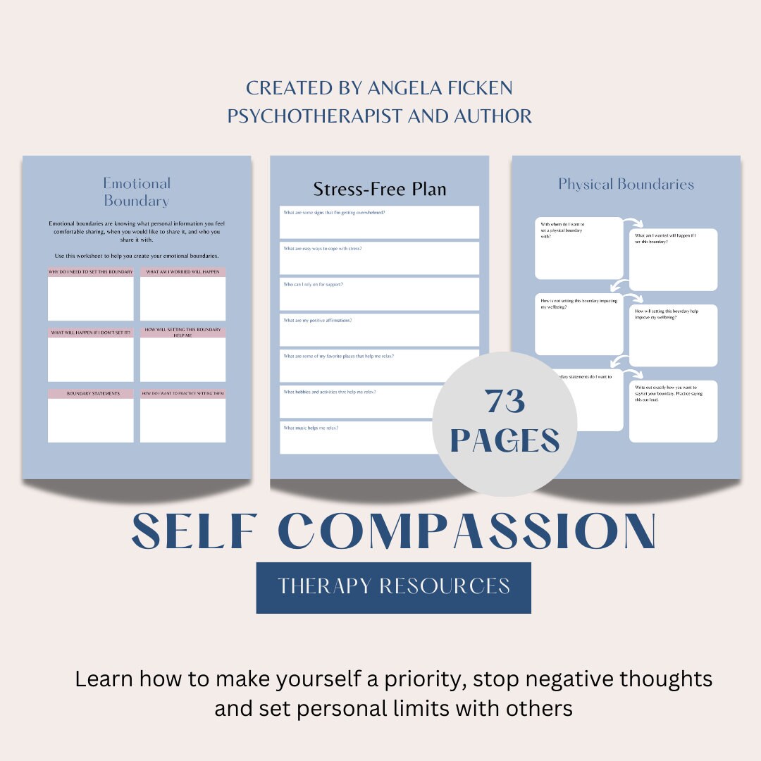 Self Compassion Skills Learn to Set Boundaries Workbook Stress Relief ...