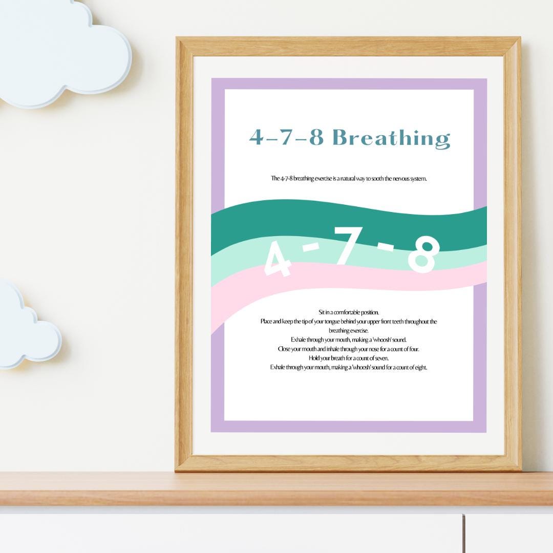 Anxiety Relief Breathing Poster Mental Health Wall Art Therapy Office ...