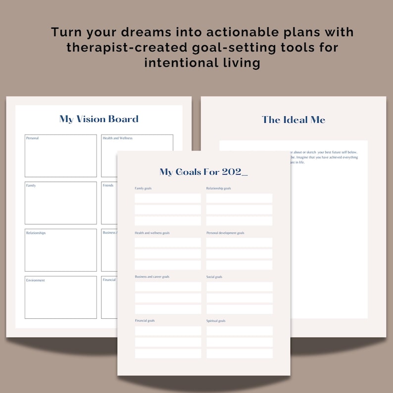 Vision Board Worksheets Therapist Created Goal Setting Workbook ...