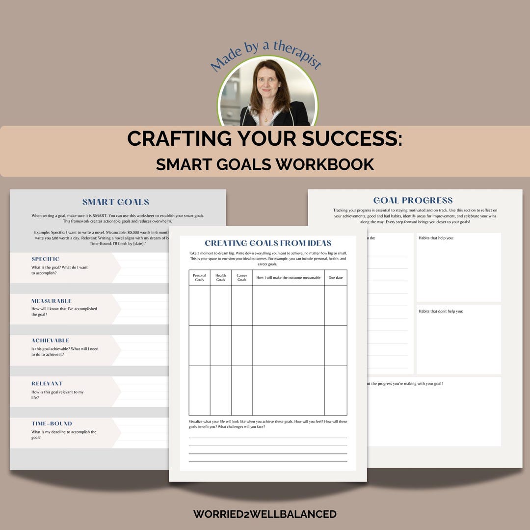 SMART Goals Workbook Productivity and Habit Tracker Printable PDF Goal ...