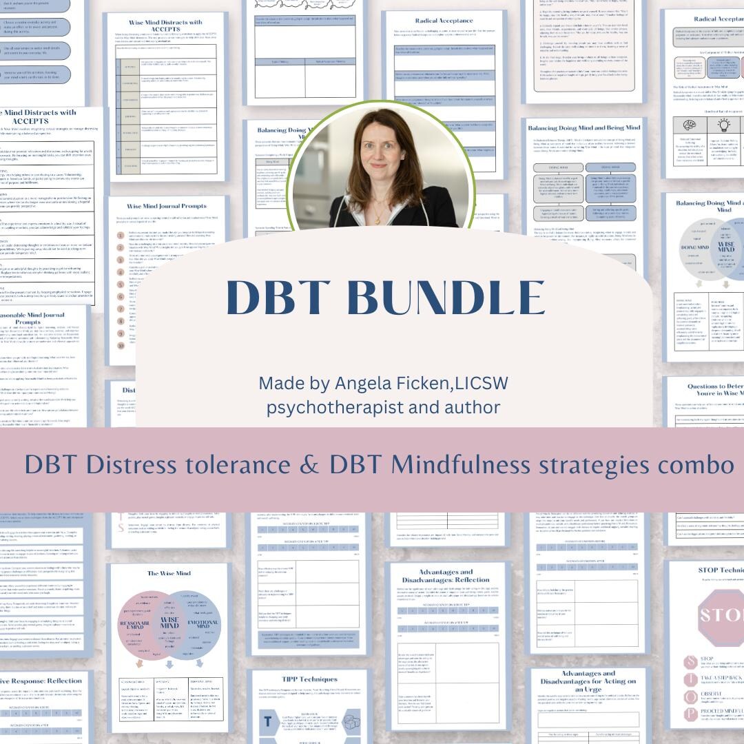 DBT Bundle Mindfulness Distress Tolerance Worksheets Radical Acceptance ...