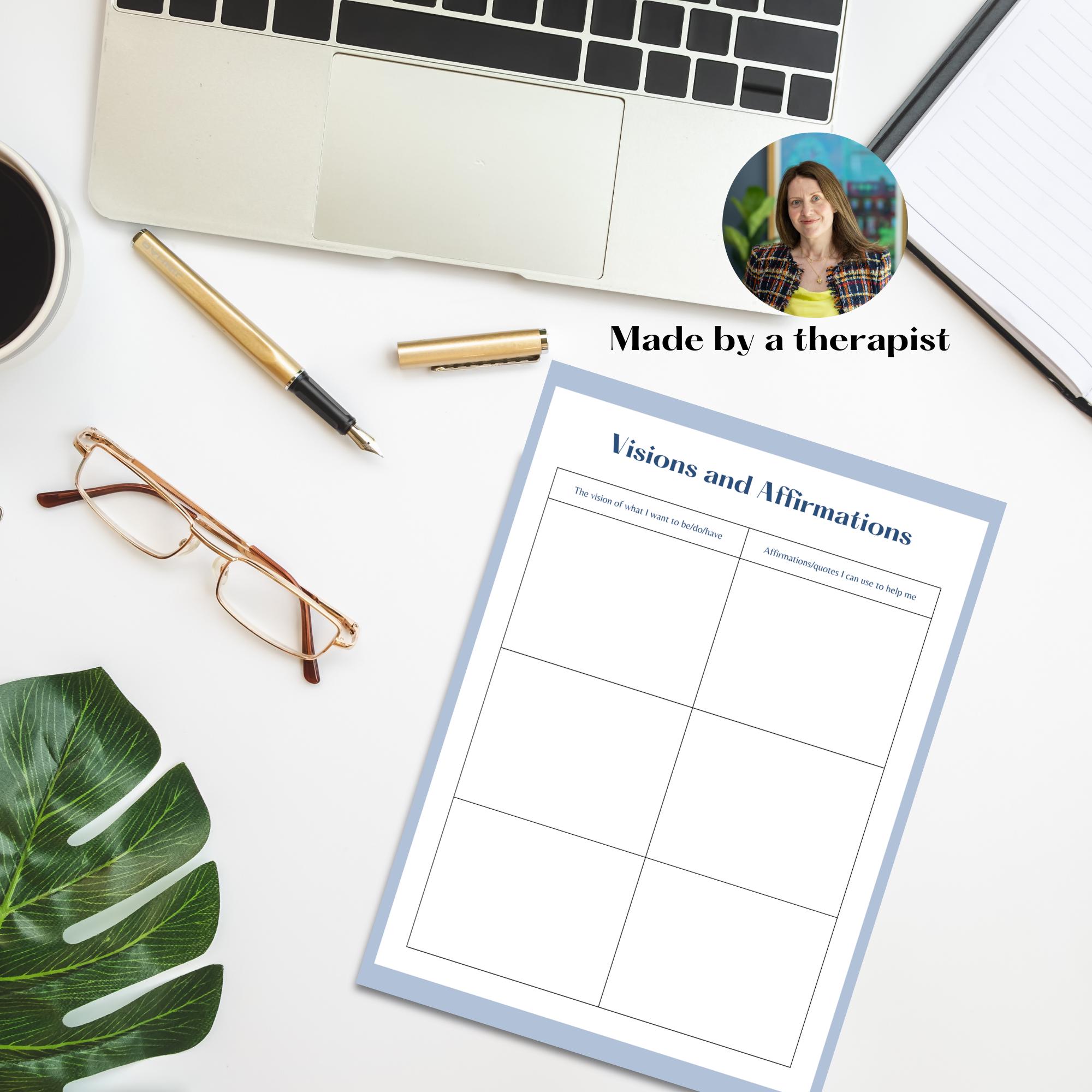 Vision Board Worksheets Therapist Created Goal Setting Workbook ...