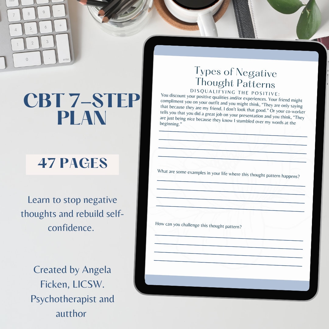 Negative Thoughts Workbook Positive Affirmation and Journal Prompts CBT ...