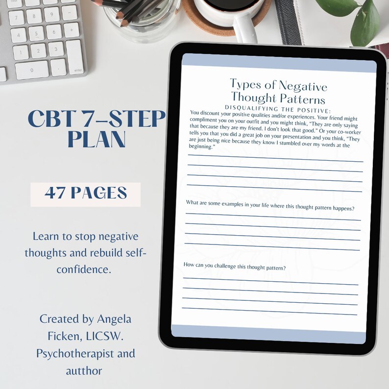 Negative Thoughts Workbook Positive Affirmation and Journal Prompts CBT ...
