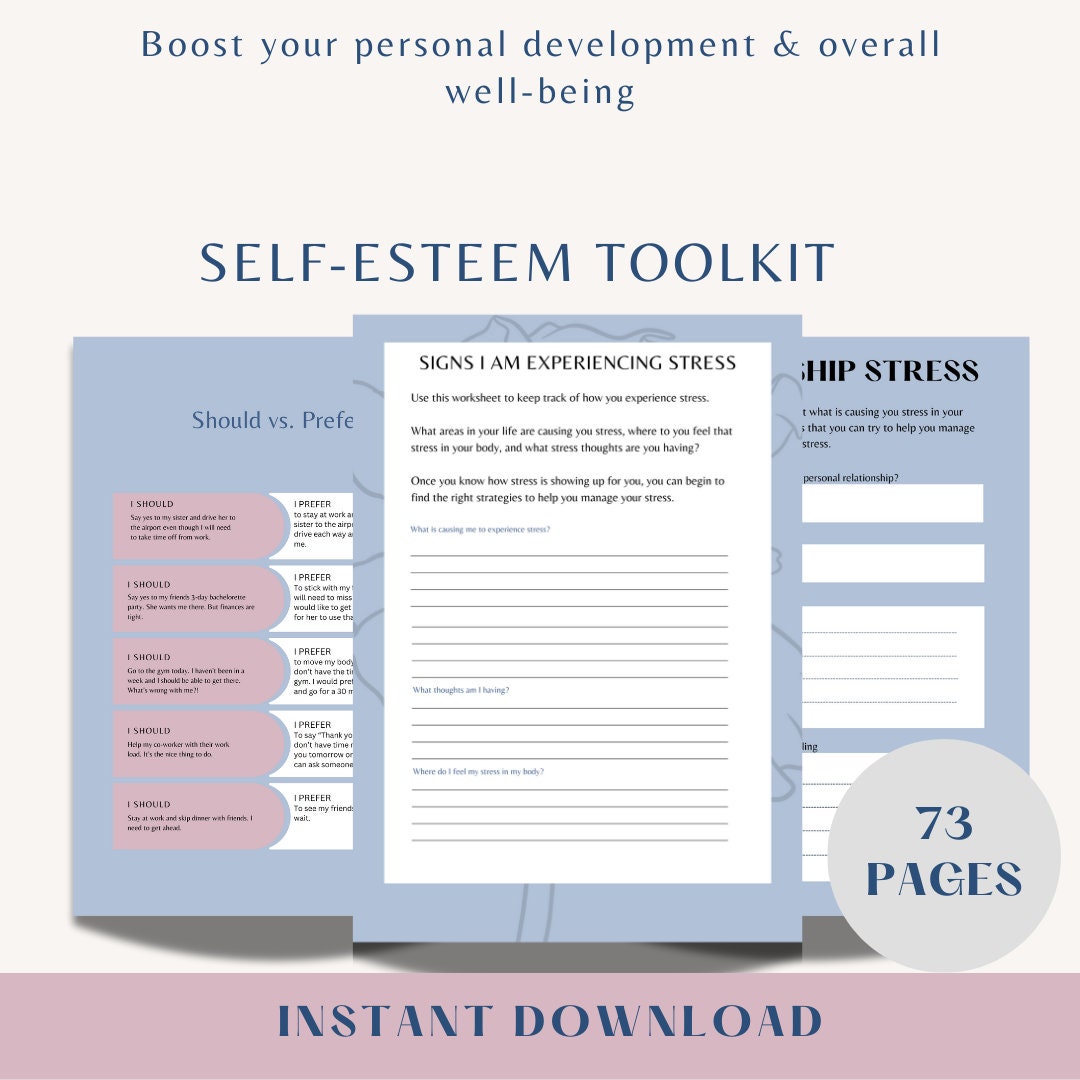 Self Esteem Tool Kit Master Stress Relief Guide Set Healthy Boundaries ...