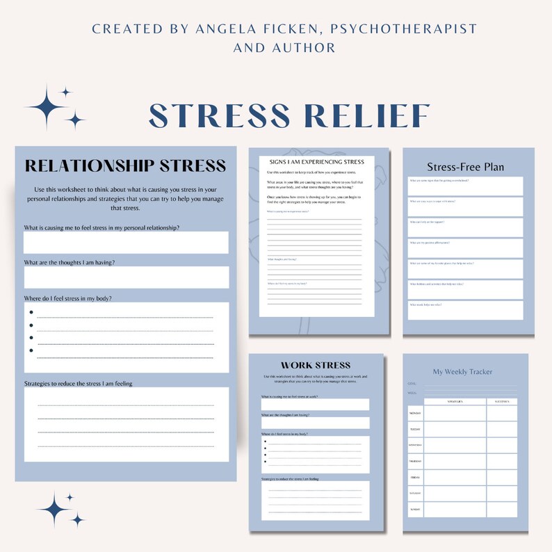 Stress Relief Guide Coping Skills for Anxiety Mindfulness Worksheets ...