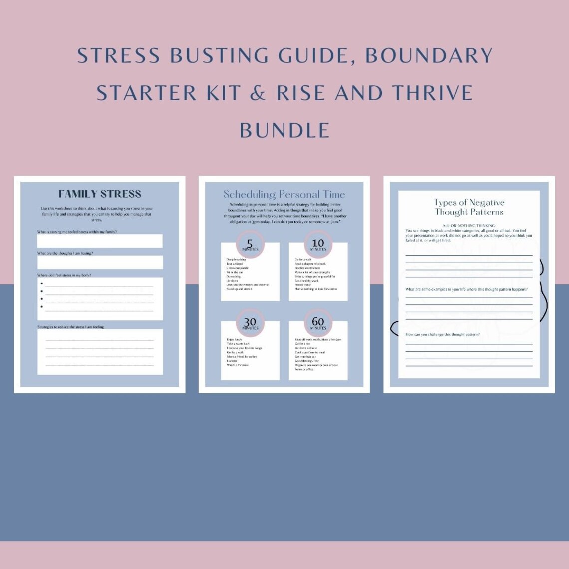 Stress Busting Guide Boundaries Workbook Rise Thrive Bundle Master Stress Set Boundaries Achieve ...