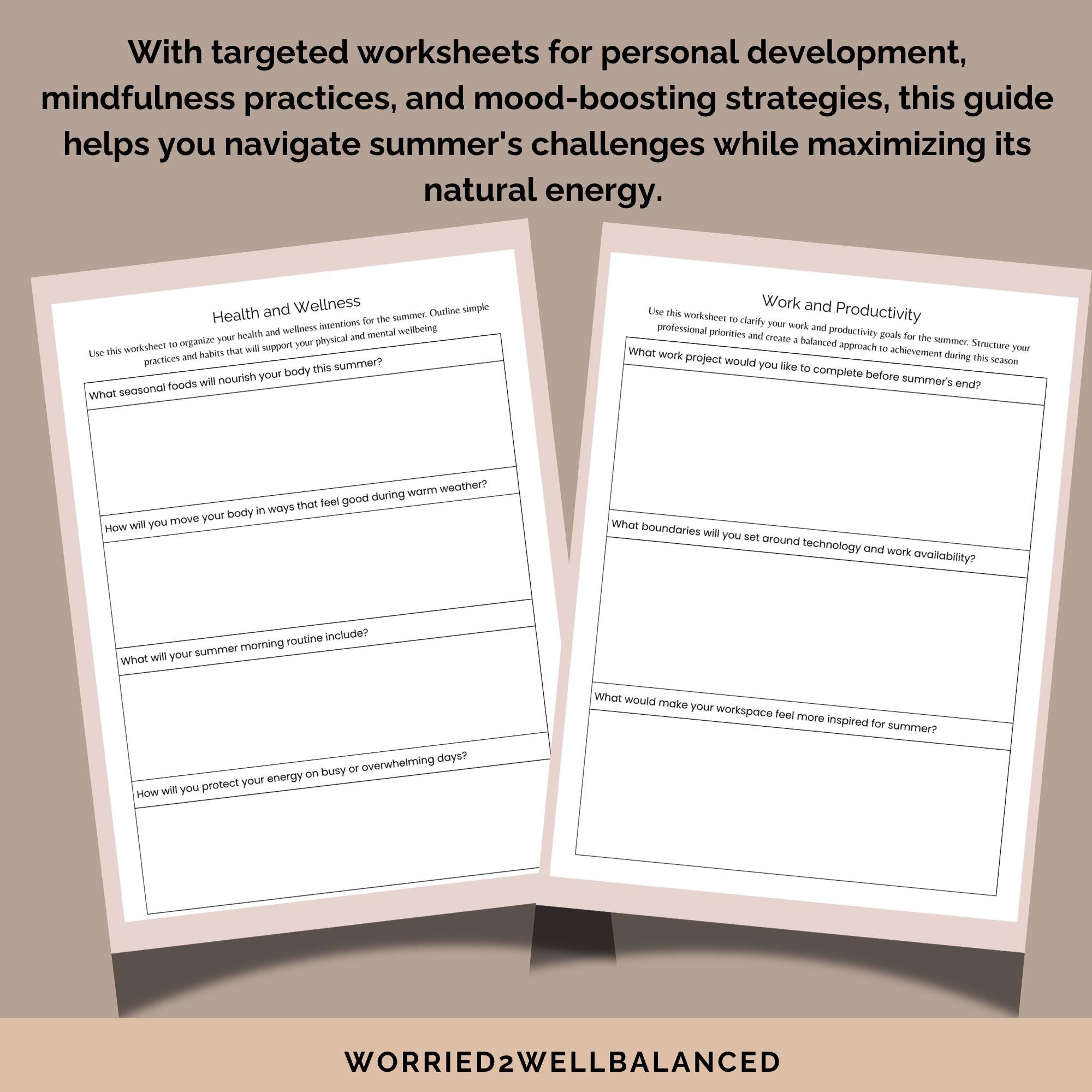 Printable Summer Self Care Guide for Women Therapy Tools Mental Health ...