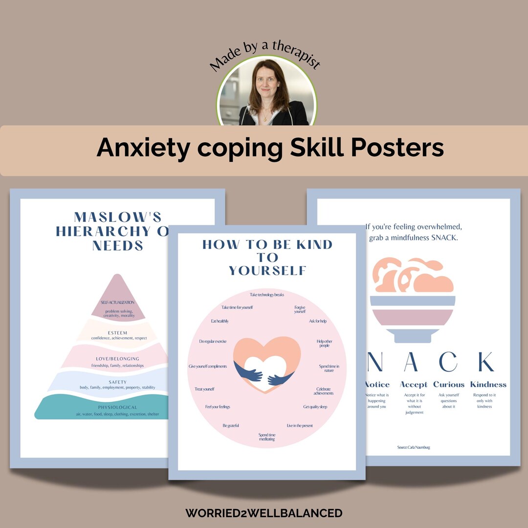 Anxiety Relief Poster Calm Down Corner Therapy Office Decor Coping ...