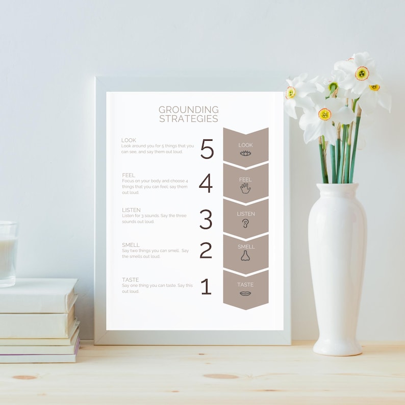 5 Senses Grounding Worksheet Anxiety Panic Stress Relief Sensory ...