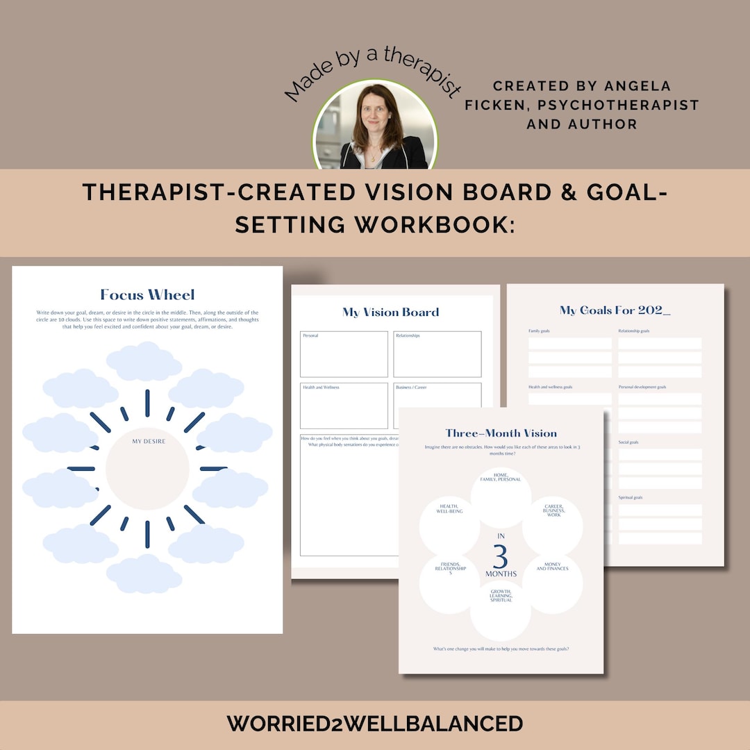 Vision Board Worksheets Therapist Created Goal Setting Workbook ...