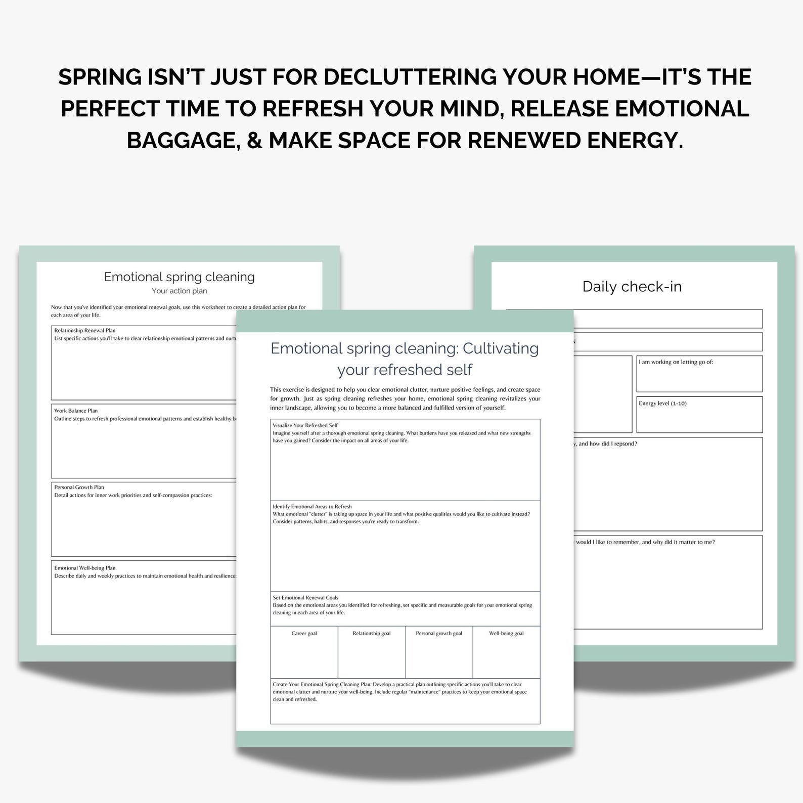 Printable Self Care Workbook Emotional Decluttering Journal Mental ...