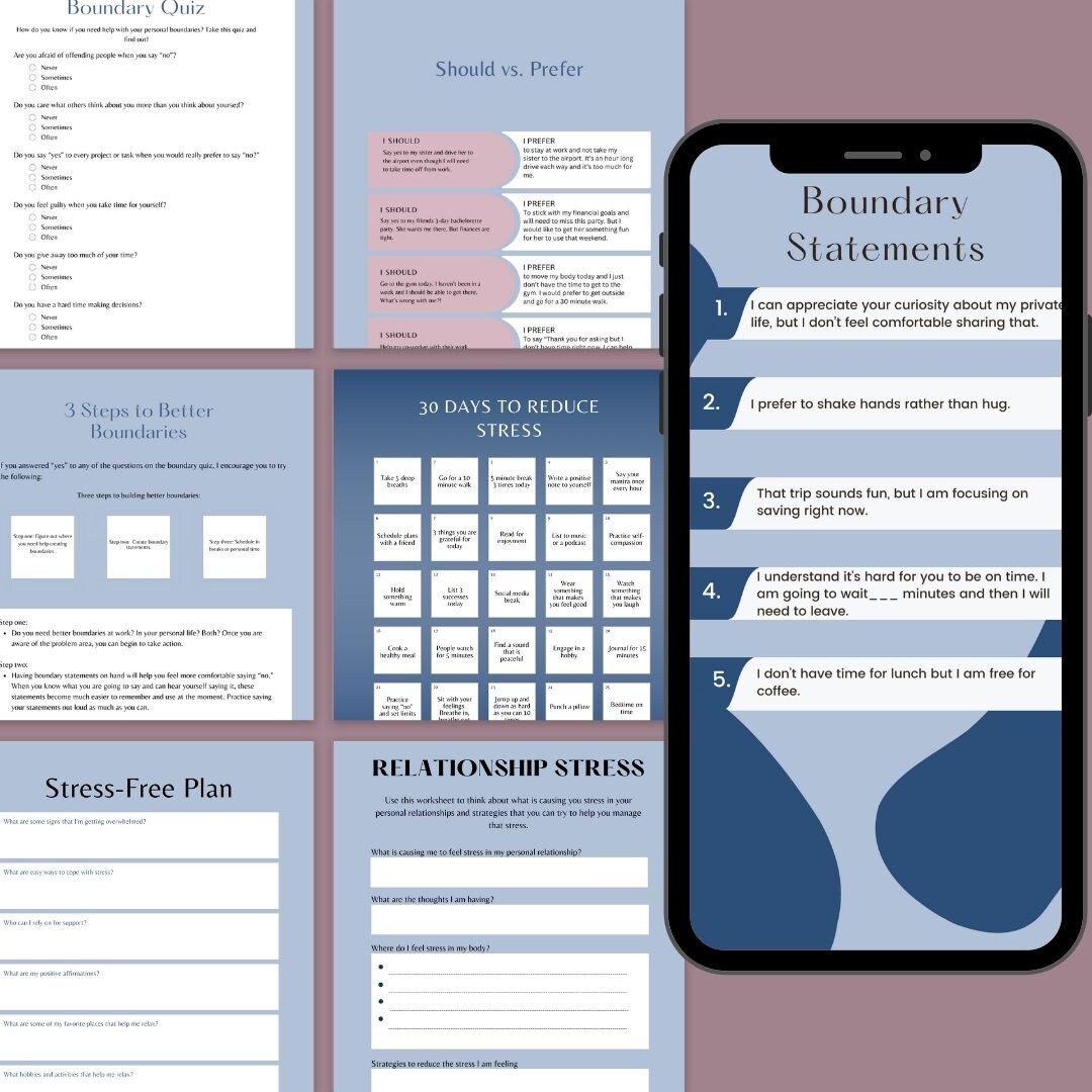 Stress Busting Guide Boundaries Workbook Rise Thrive Bundle Master ...