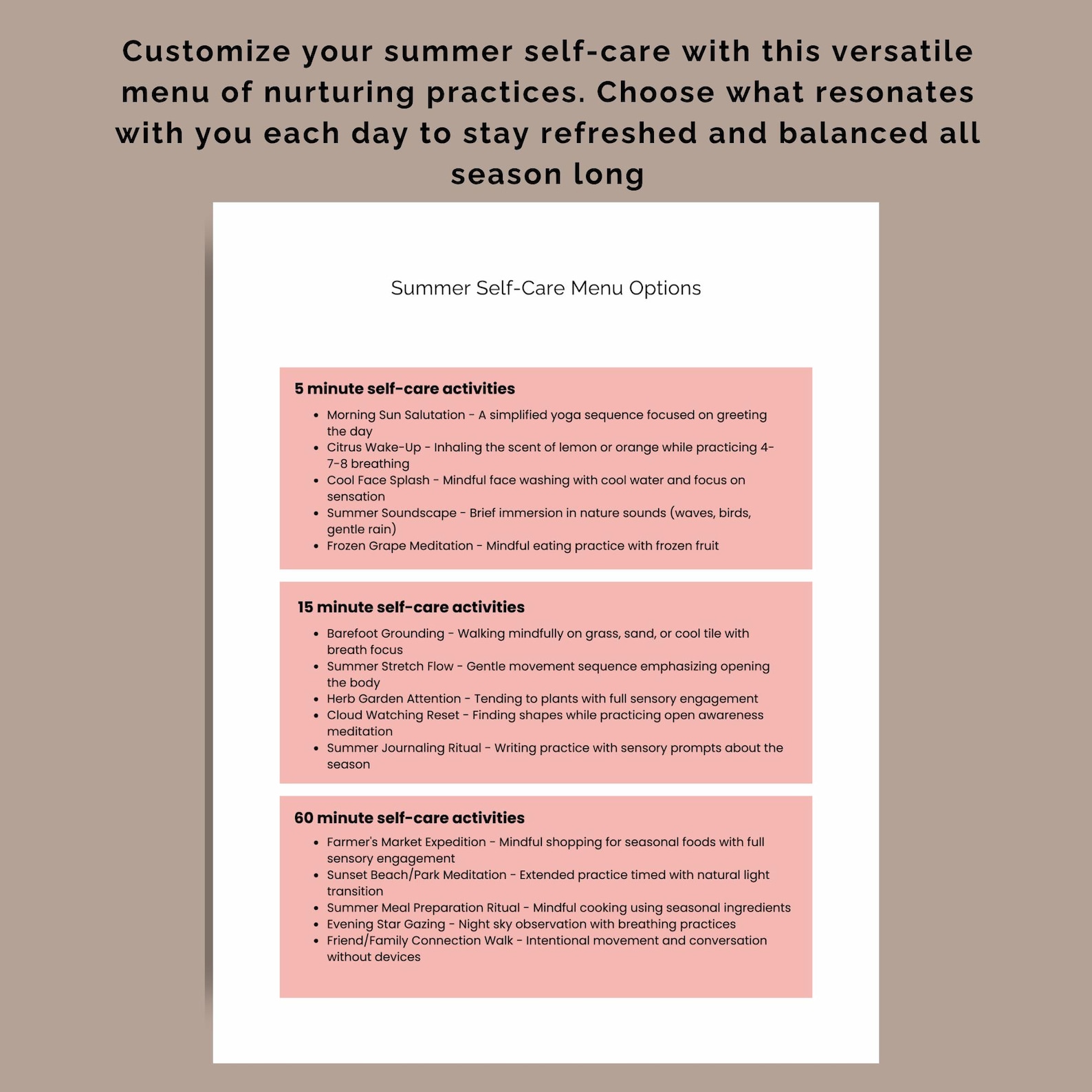 Printable Summer Self Care Planner Mindfulness and Personal Growth ...