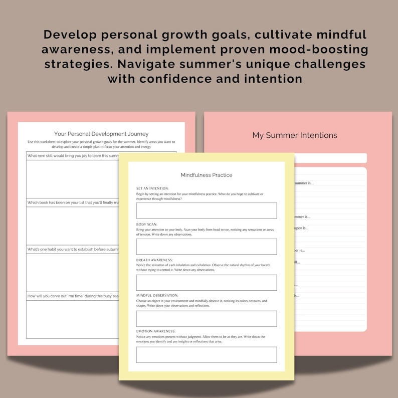 Printable Summer Self Care Planner Mindfulness and Personal Growth ...
