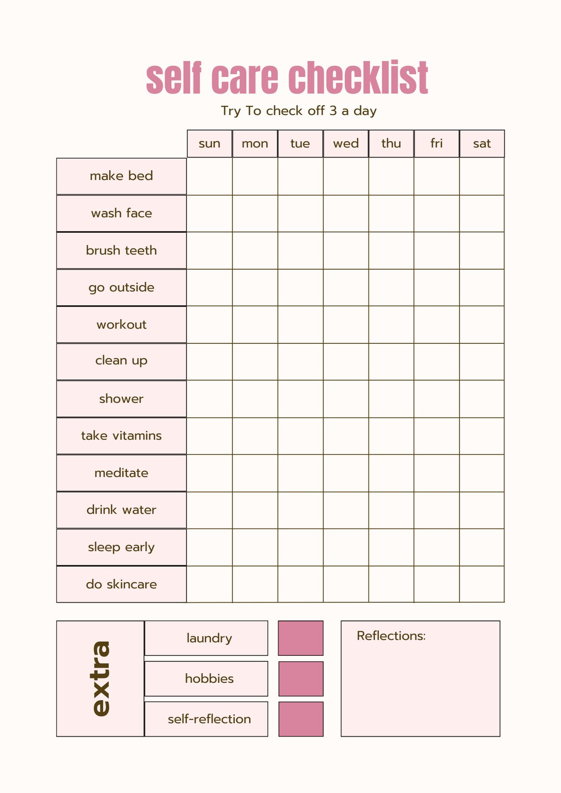 Self Care Checklist - Etsy
