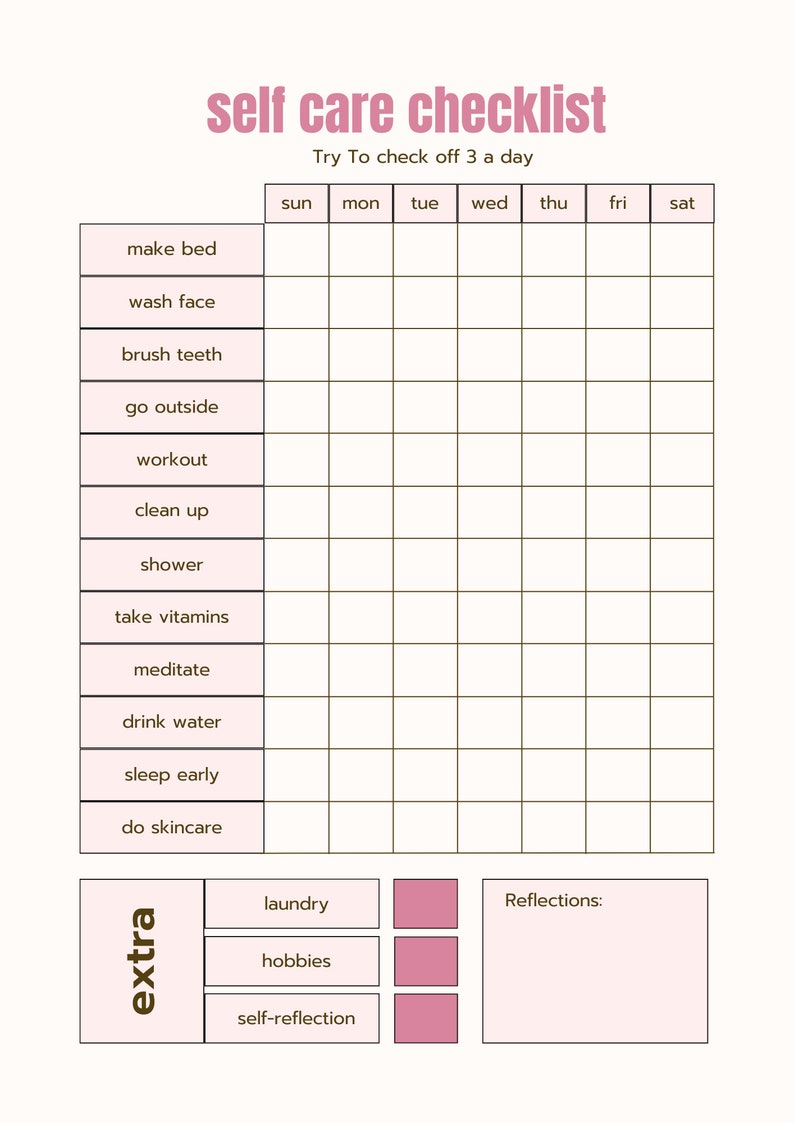 Self Care Checklist - Etsy