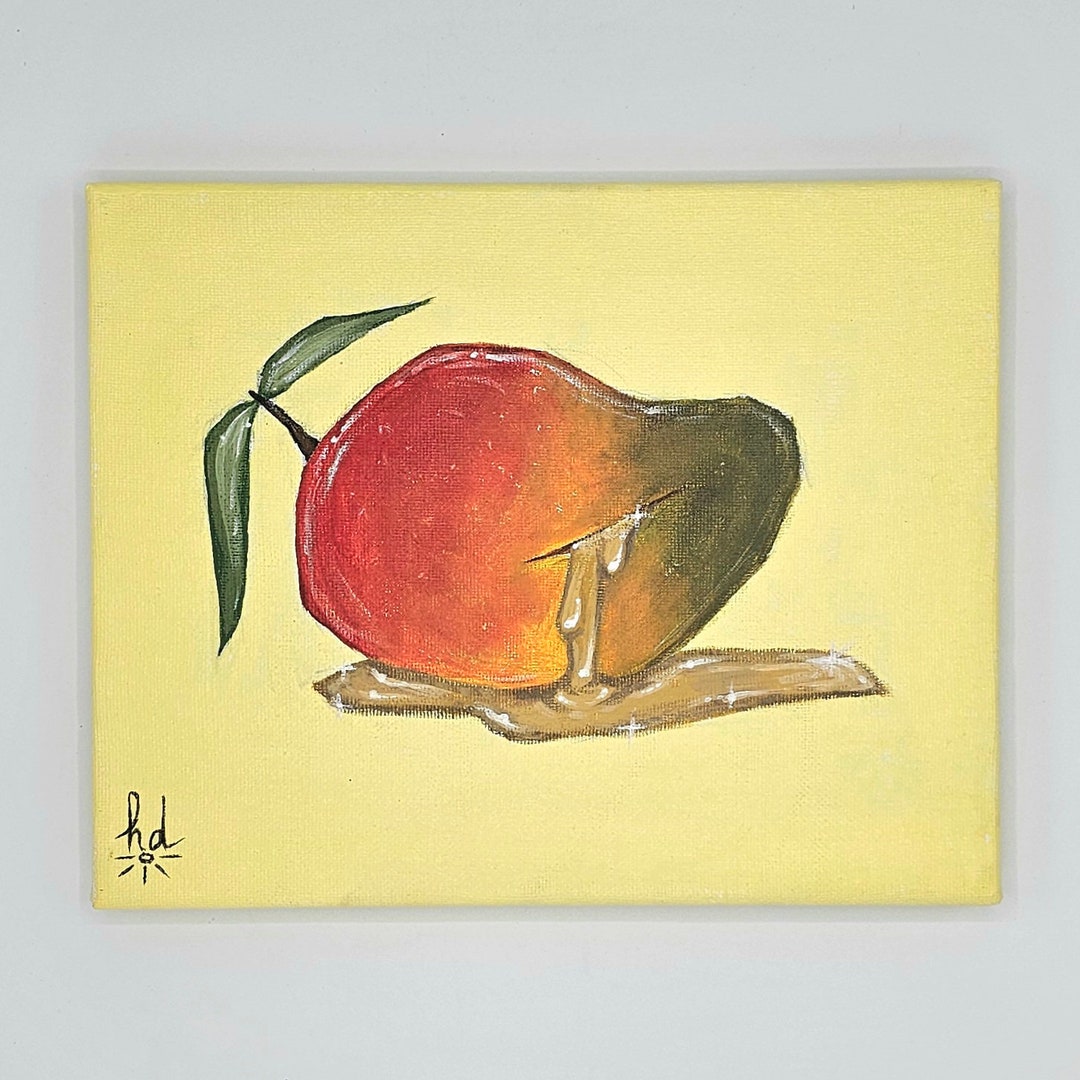 Mango Acrylic Painting Original Canvas Painting the Draining Drupe of ...