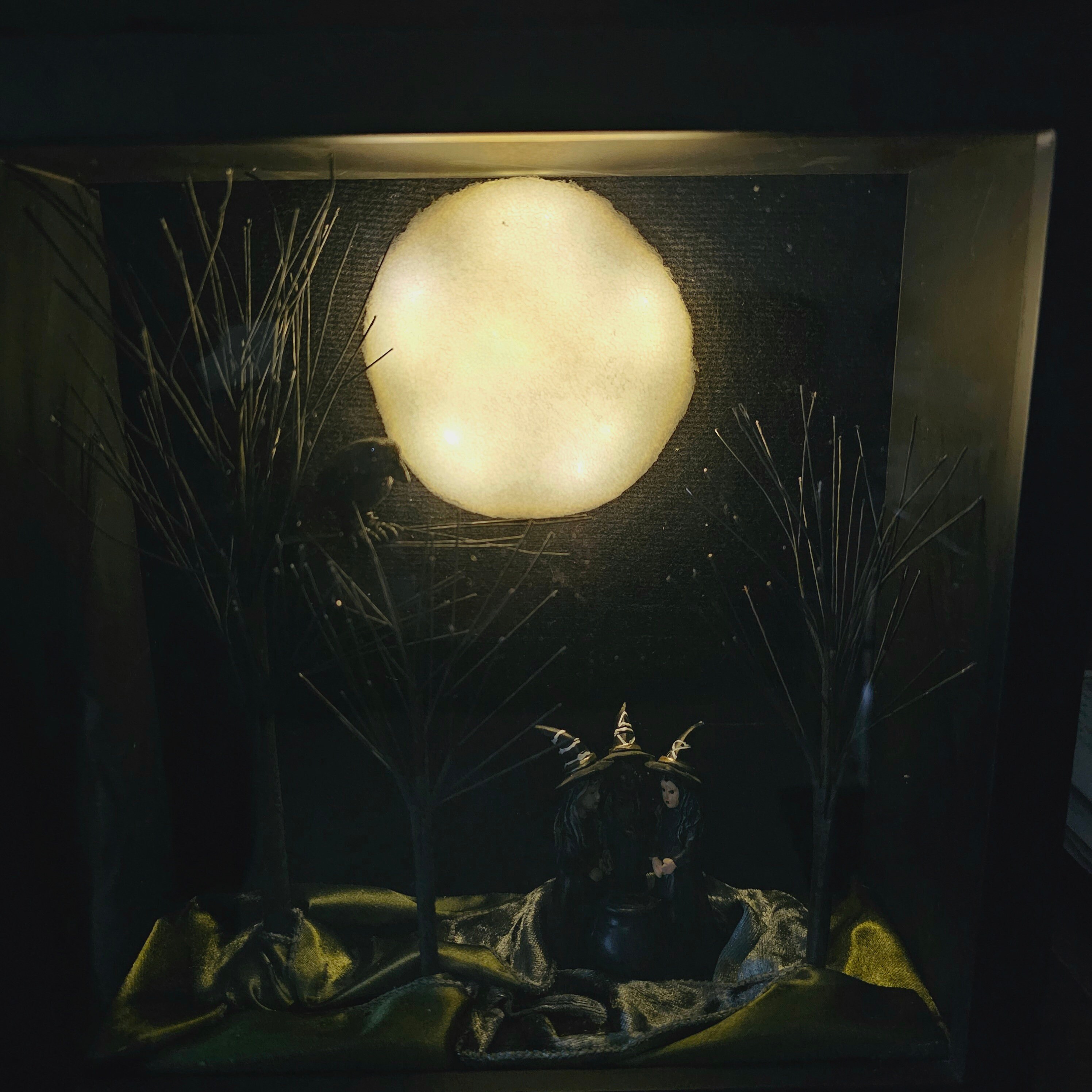 Spooky Halloween Shadow Box With Witches One-of-a-kind Tabletop ...