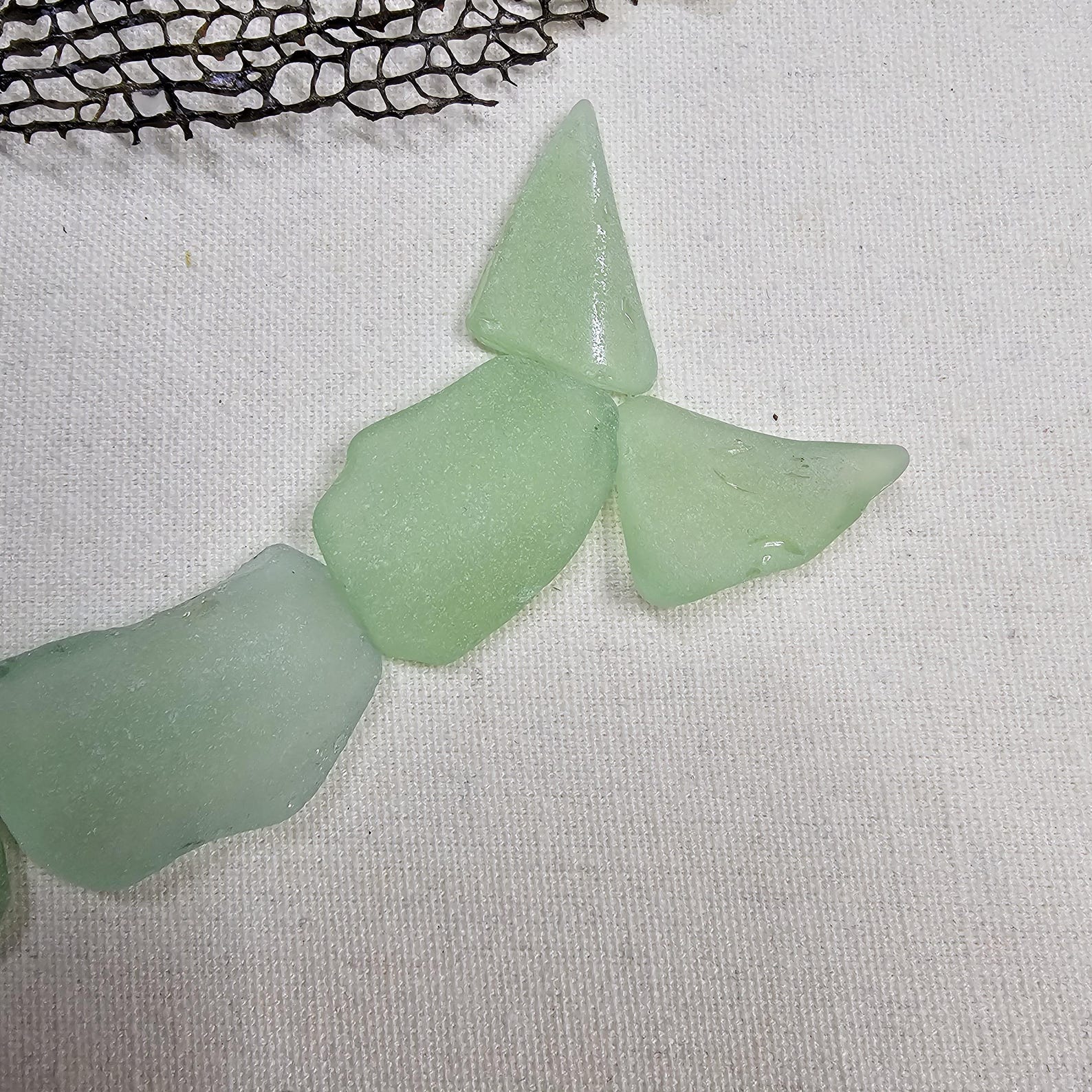 11x14 Genuine Sea Glass and Sea Fan Mermaid | Lime Cream Green ...