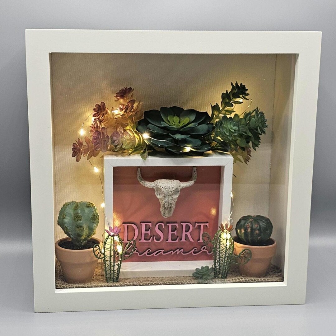 Desert Shadow Box With Lights Southwestern Home Decor One-of-a-kind ...