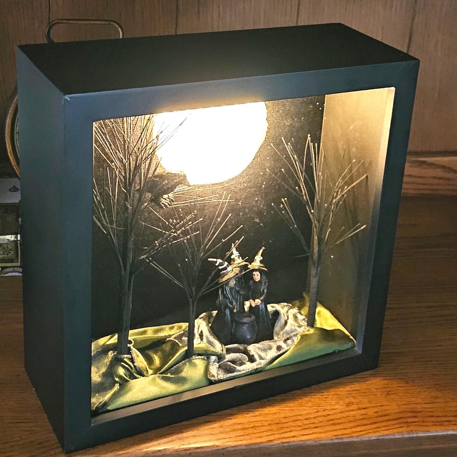 Spooky Halloween Shadow Box With Witches One-of-a-kind Tabletop ...