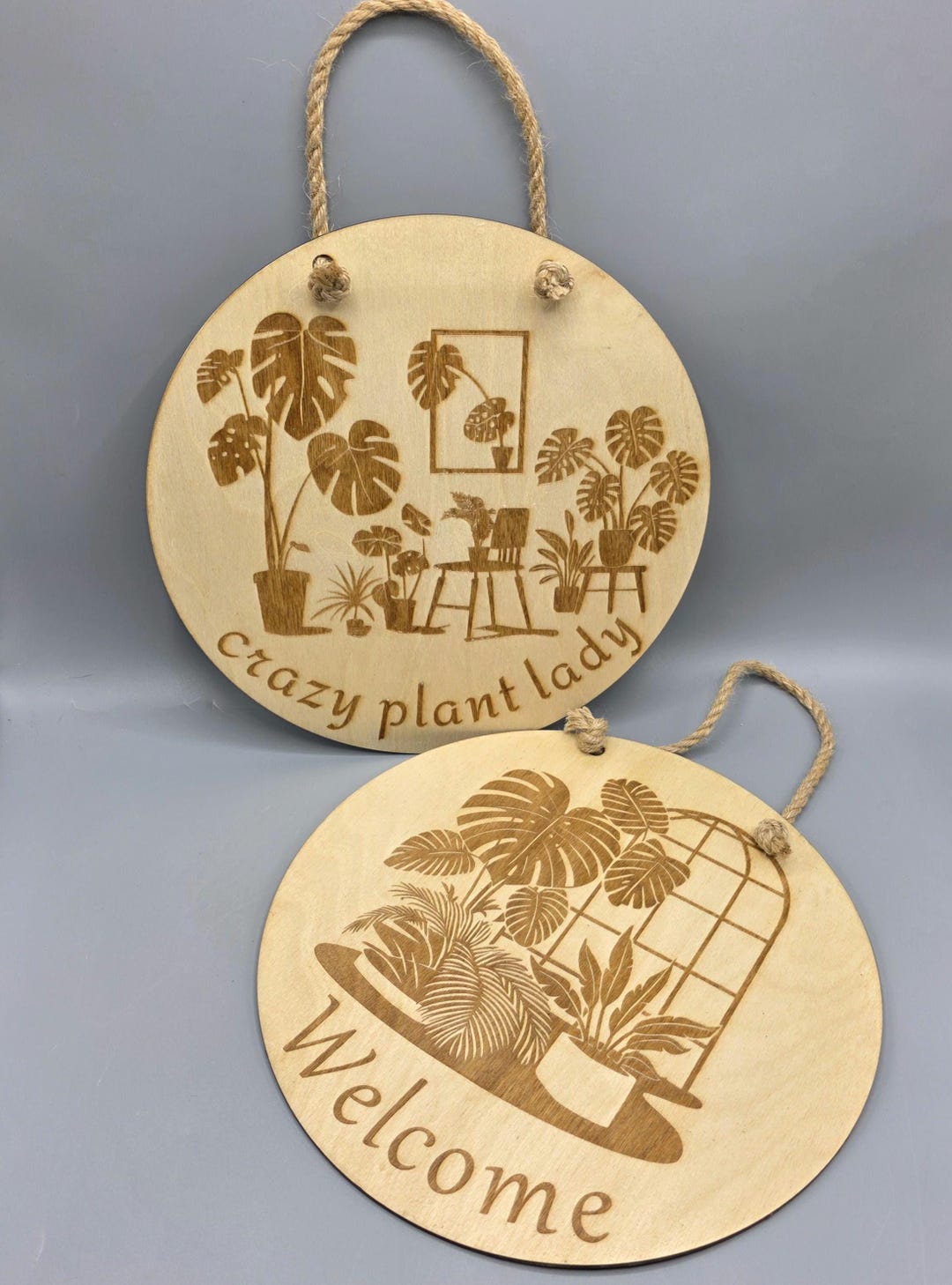 Plant Lover Welcome Door Sign | Tropical Plant Wall Decor | Round ...