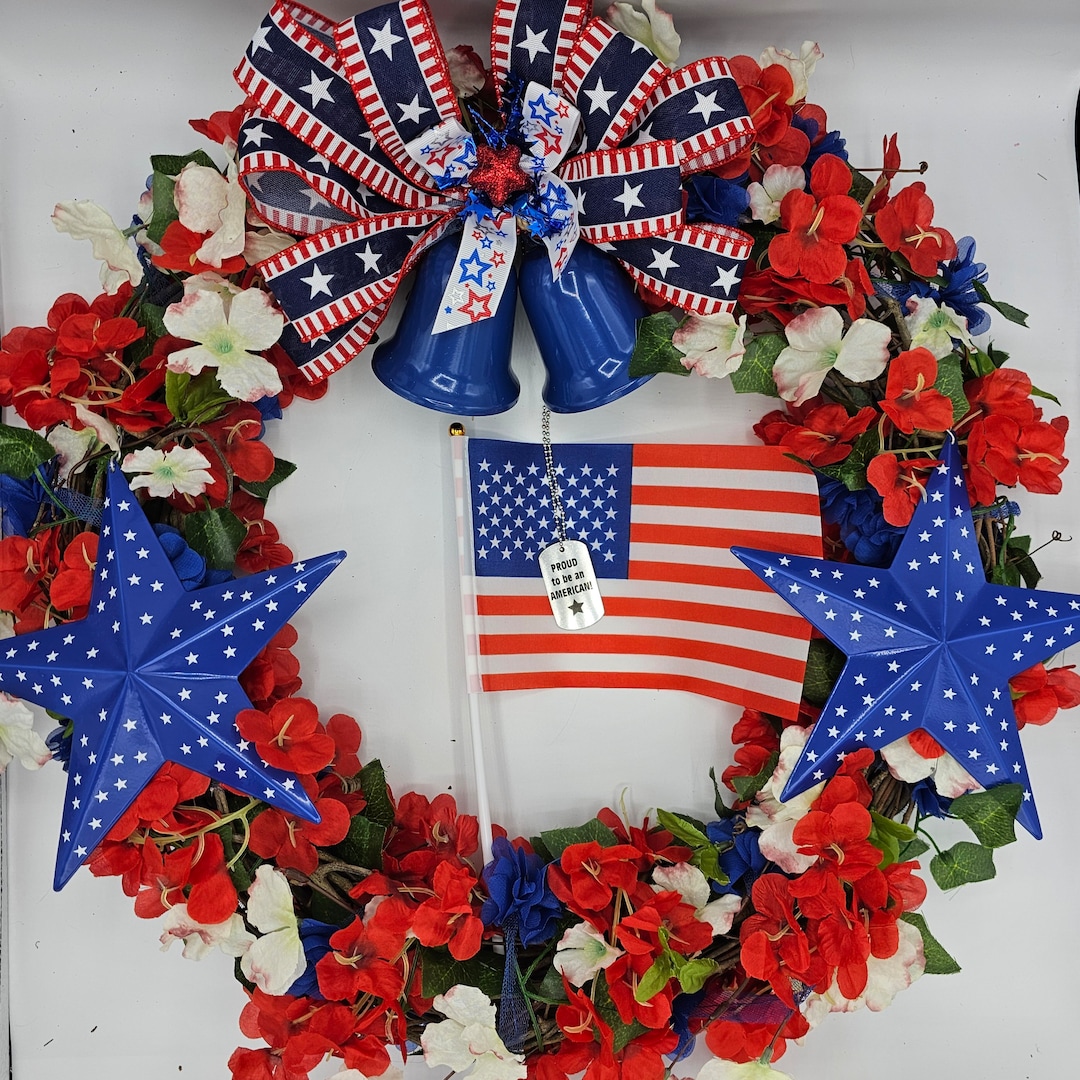 Patriotic Star and Flag Wreath Veteran's Day Gift - Etsy