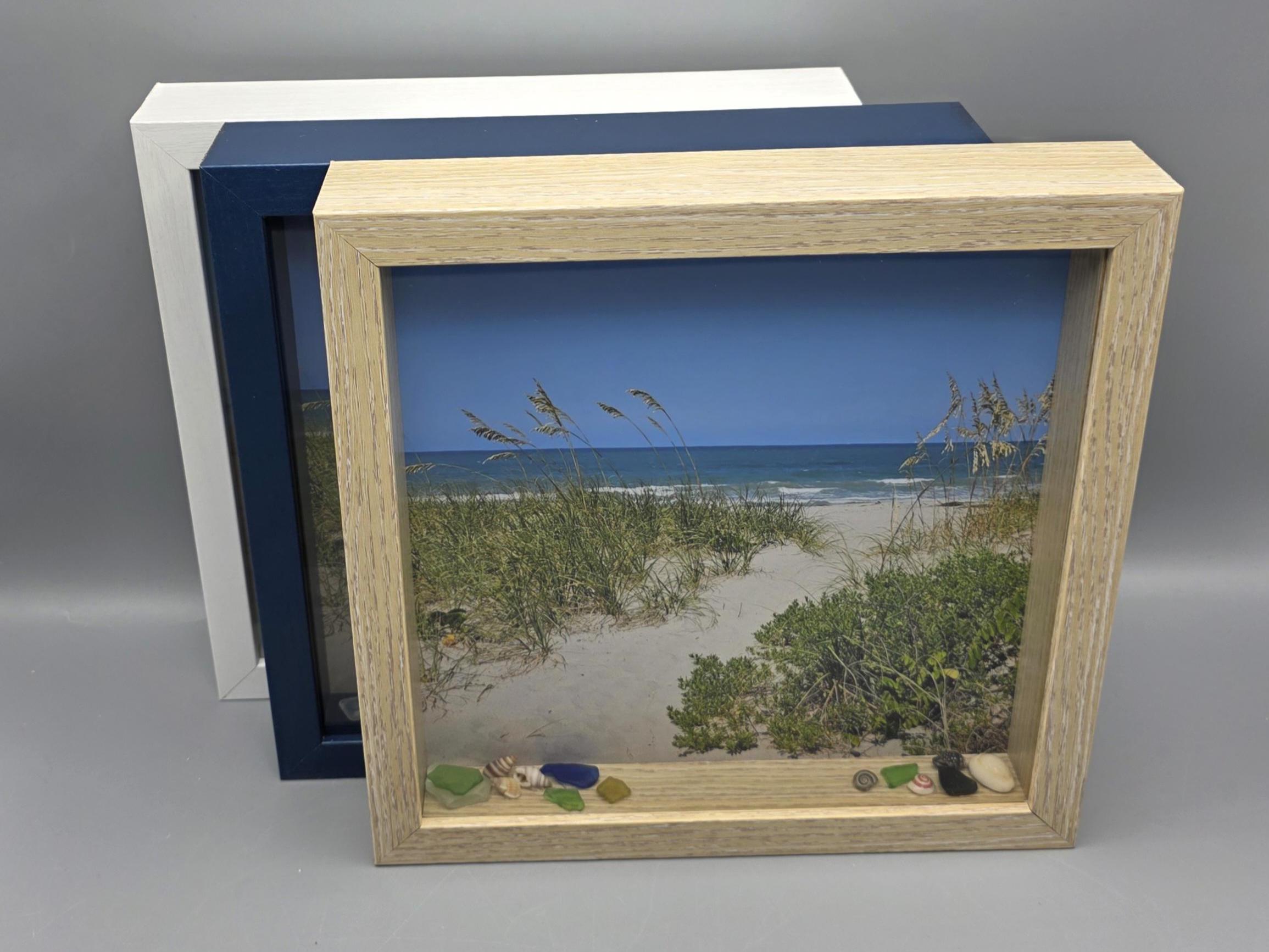 Beach Photo Framed With Seashells and Sea Glass in Shadow Box - Etsy