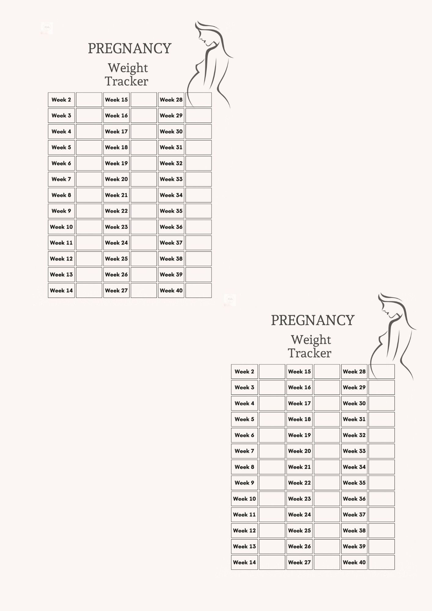 Pregnancy Weight Tracker, Printable Chart, Digital, PDF, Self-care ...
