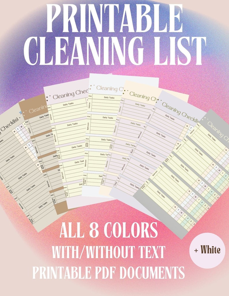 Printable Cleaning Checklist - Etsy Canada