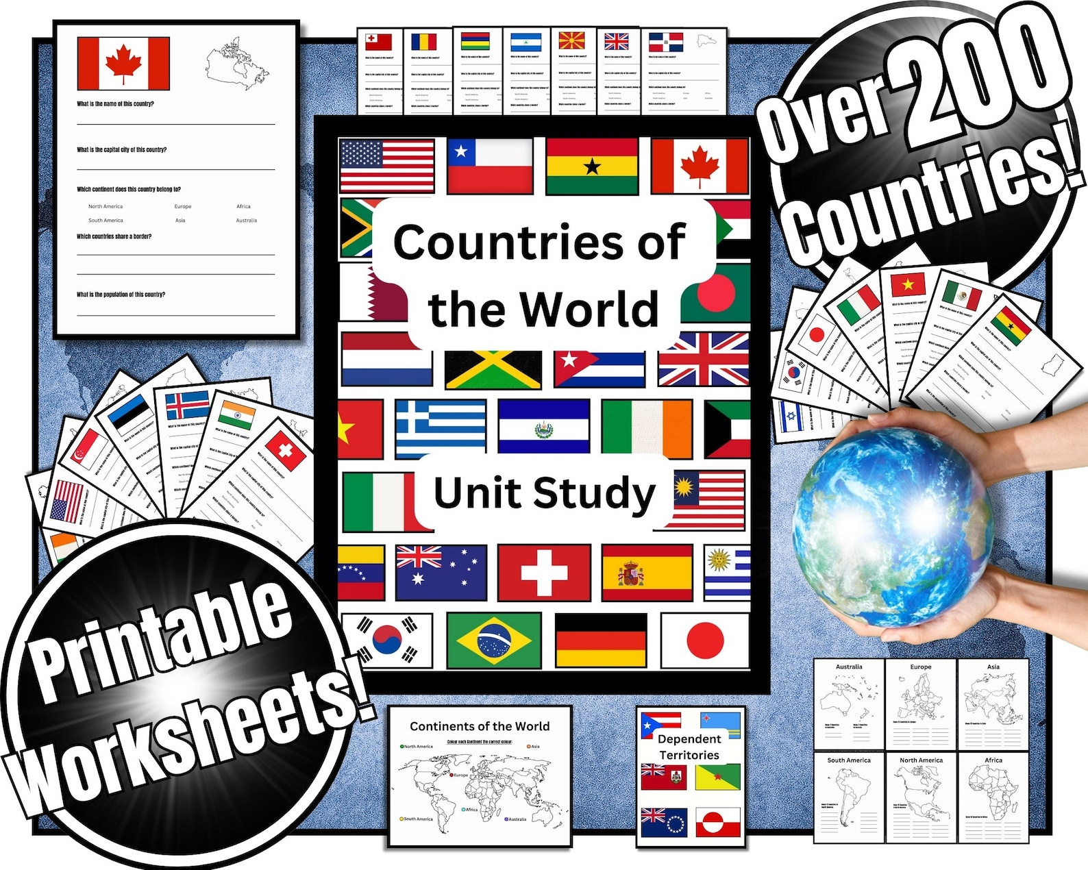 Countries of the World Unit Study/ Printable Geography Worksheets for ...