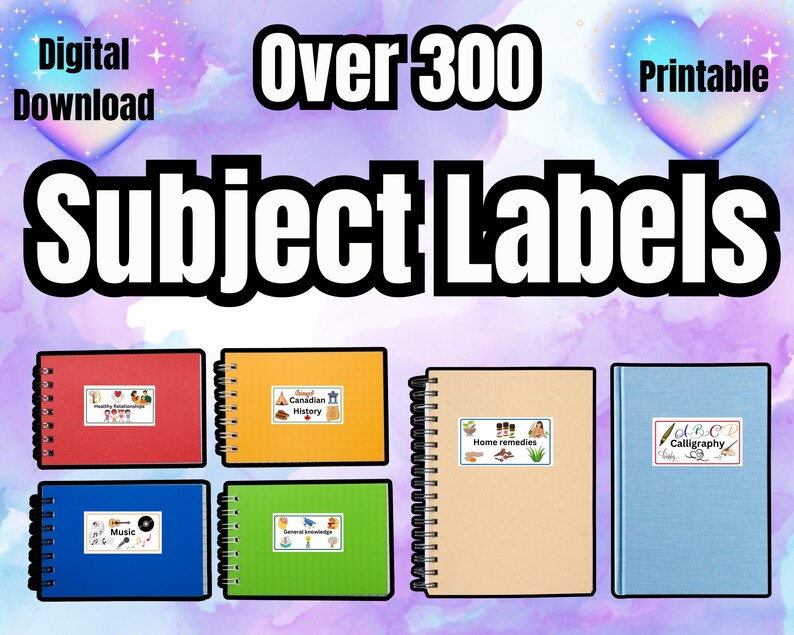300 Subject Labels: Printable Labels for Homeschool. Instant Download ...
