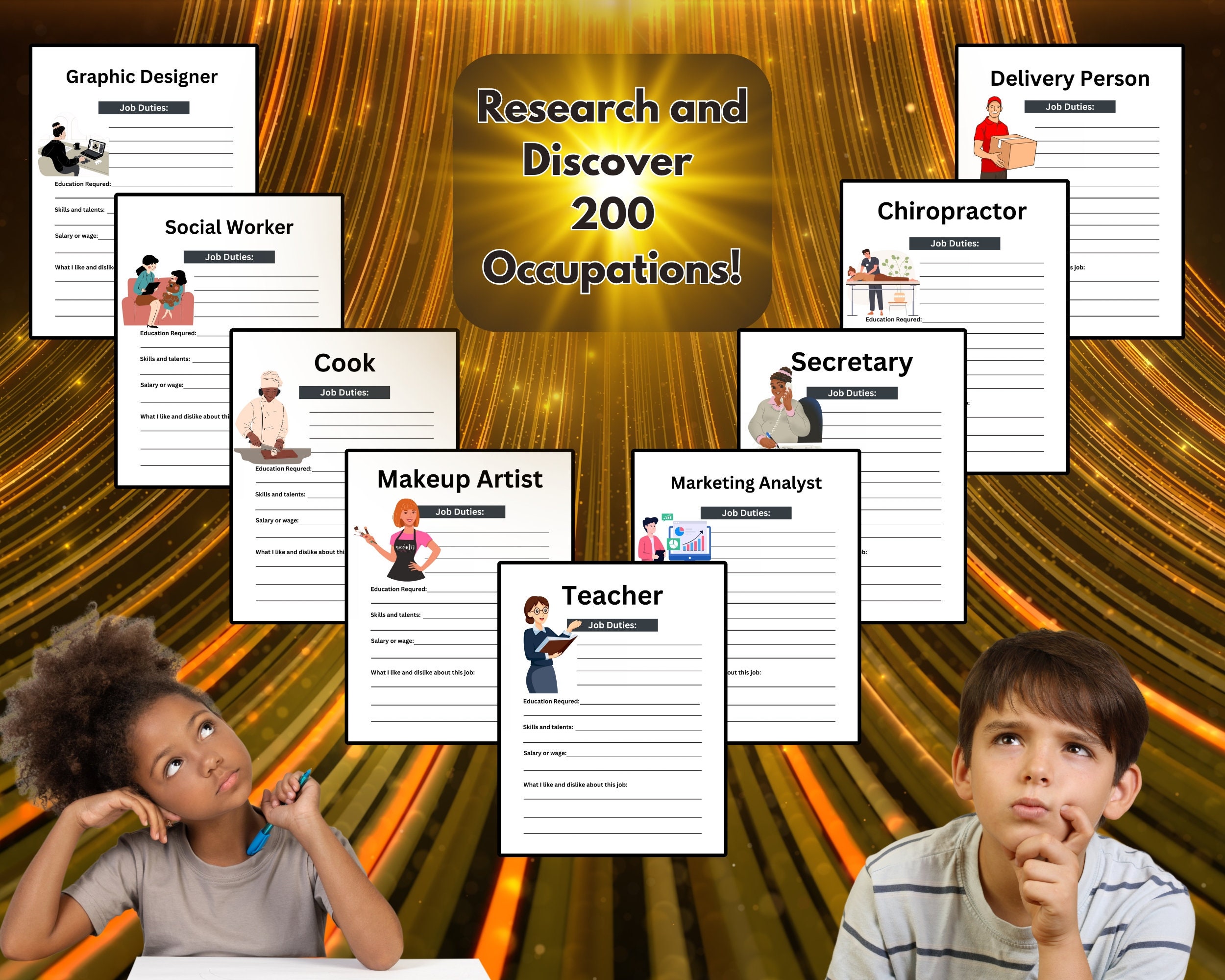 Occupations Unit Study. 200 Printable Worksheets for Kids to Research ...