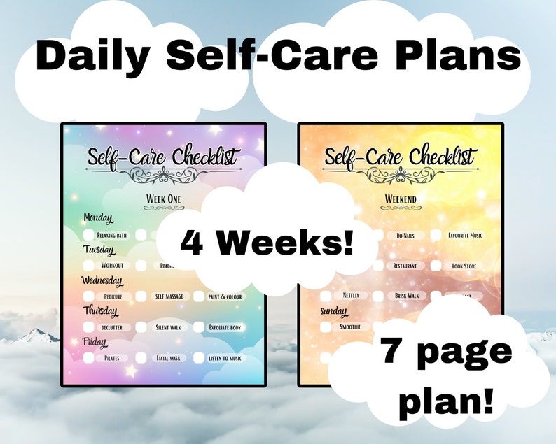 4 Week Daily Self-care Checklist Plan. Self-love Gift. A Self ...