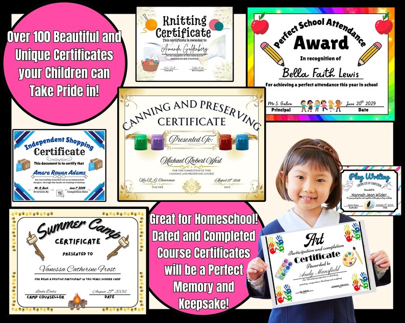 Printable Kids Certificates and Awards: 120+ Homeschool Templates ...